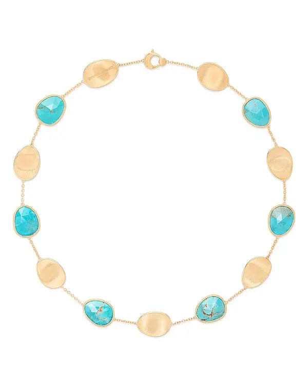 Marco Bicego 18k Yellow Lunaria Turquoise Collar Necklace - Gold