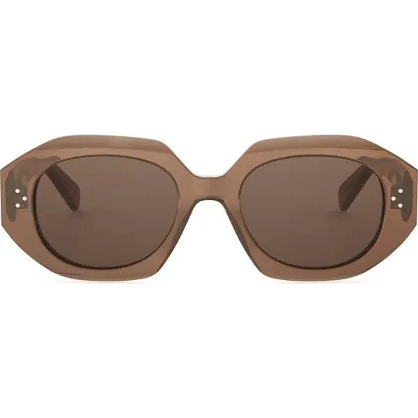 Celine Bold 3 Dots Geometric Sunglasses - Shiny Dark Brown / Brown