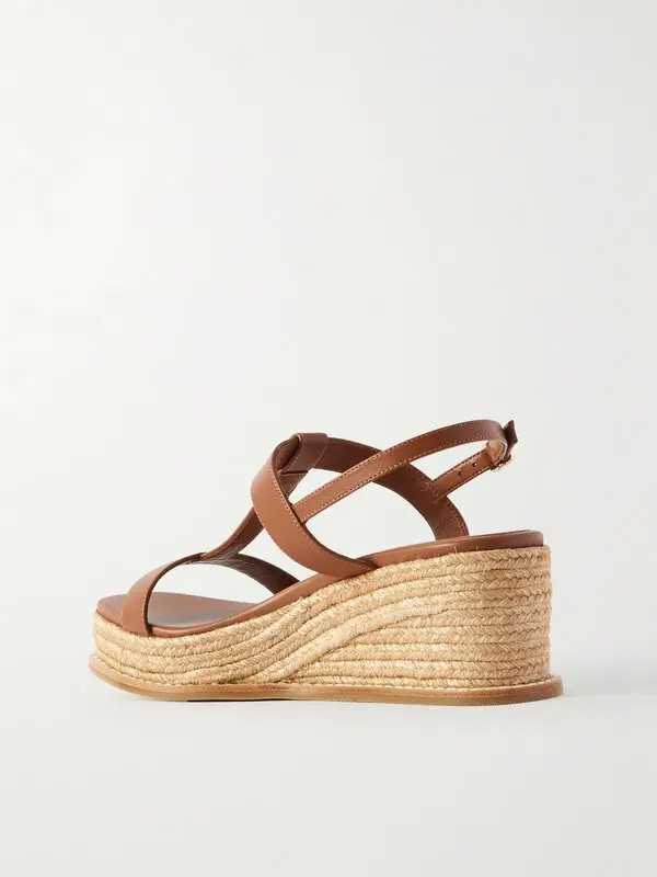 JIMMY CHOO Theia 60 Leather Espadrille Wedge Sandals