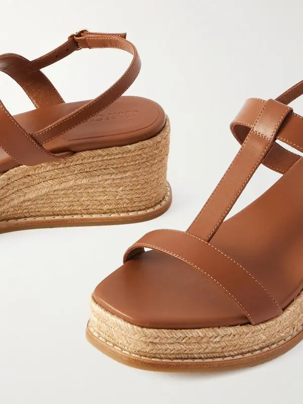 JIMMY CHOO Theia 60 Leather Espadrille Wedge Sandals
