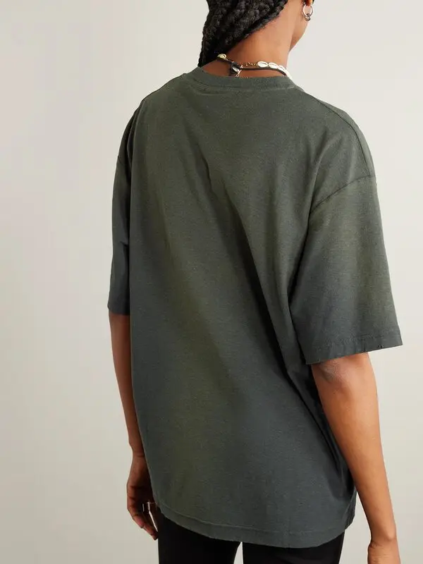 Acne Studios Printed Distressed Organic Cotton-jersey T-shirt - Gray