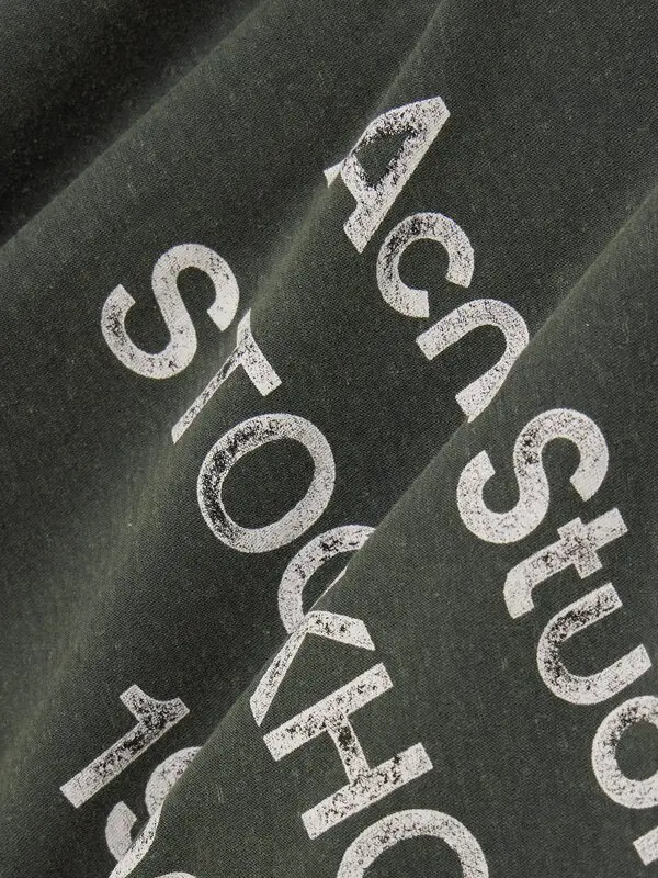Acne Studios Printed Distressed Organic Cotton-jersey T-shirt - Gray