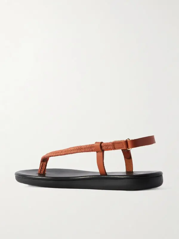 ANCIENT GREEK SANDALS Zoi Braided Cord And Leather Trimmed Sandals - Orange