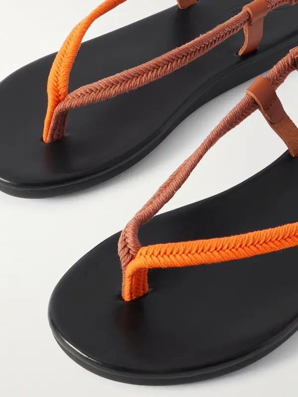 ANCIENT GREEK SANDALS Zoi Braided Cord And Leather Trimmed Sandals - Orange