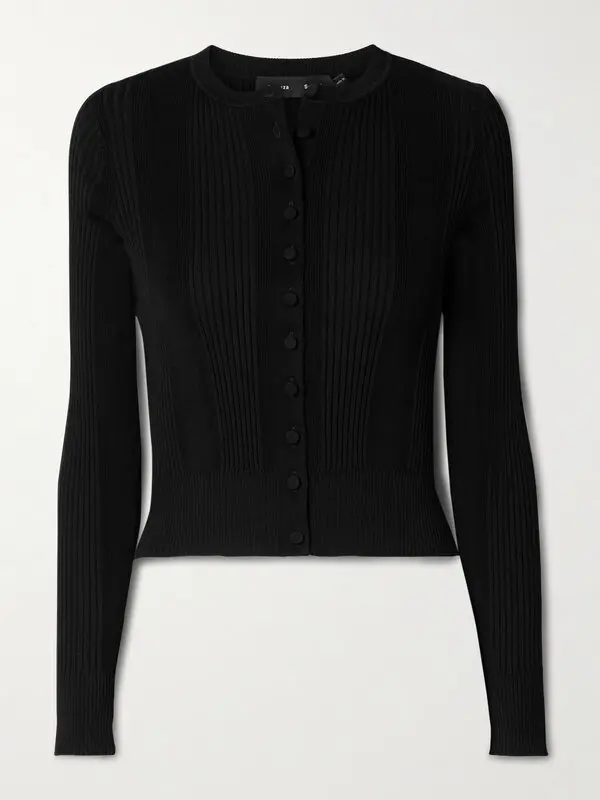 Proenza Schouler Ribbed-knit Cardigan With Smooth Panelled Contrast