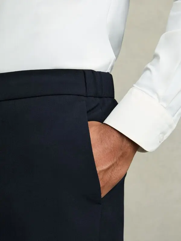REISS Slim-fit Drawstring Trousers - Navy