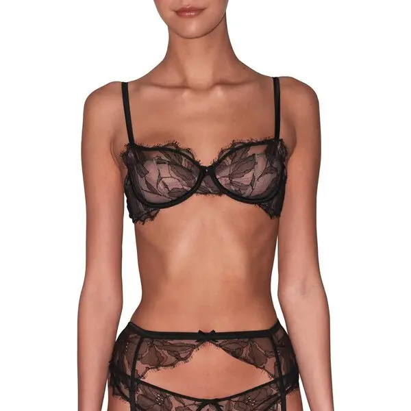 Fleur Du Mal Sophie Lace Underwire Balconette Bra - Black