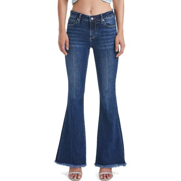 BAYEAS Frayed Mid-rise Flare Jeans