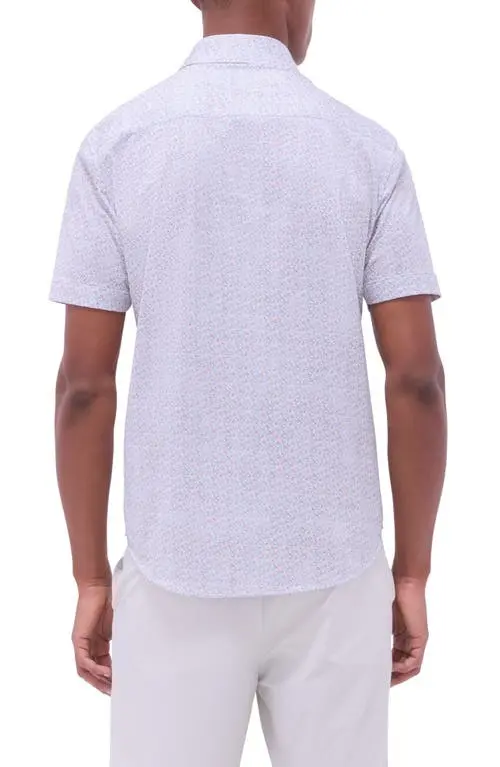 Bugatchi Miles Ooohcotton® Floral Short Sleeve Button-up Shirt - Jaffa