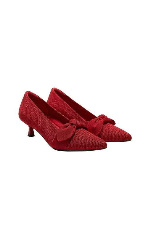 Vivaia Pointed-toe Kitten Heels With Bow Detailing - Ruby  Red
