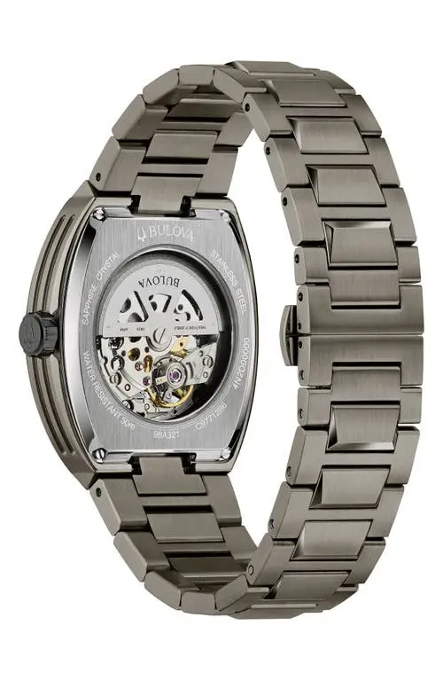 Bulova Maquina Gunmetal Skeleton Dial Automatic Bracelet Watch