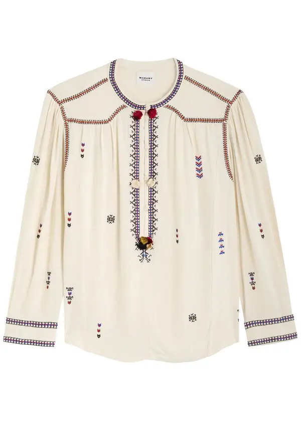 Isabel Marant Étoile Pelson Embroidered Woven Blouse