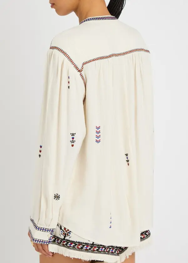 Isabel Marant Étoile Pelson Embroidered Woven Blouse