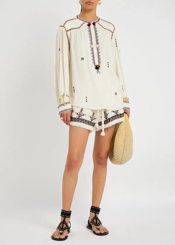 Isabel Marant Étoile Pelson Embroidered Woven Blouse