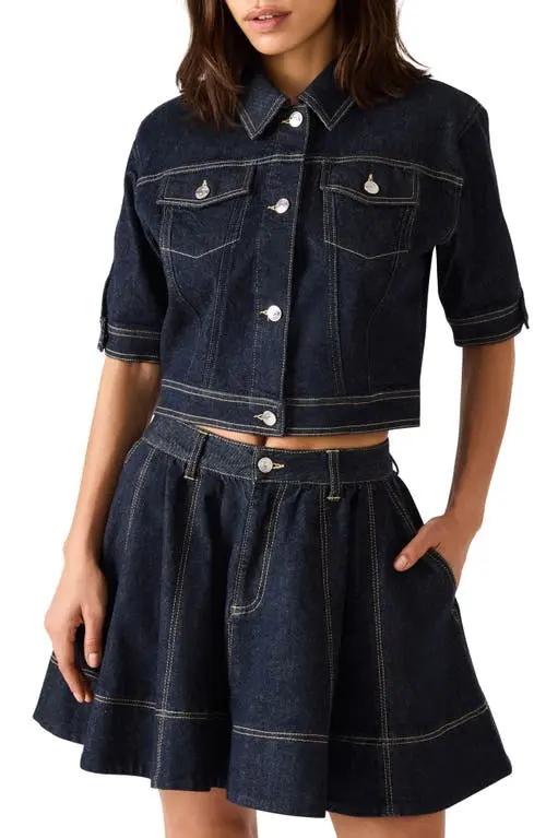 Steve Madden Elbow Sleeve Denim Trucker Jacket
