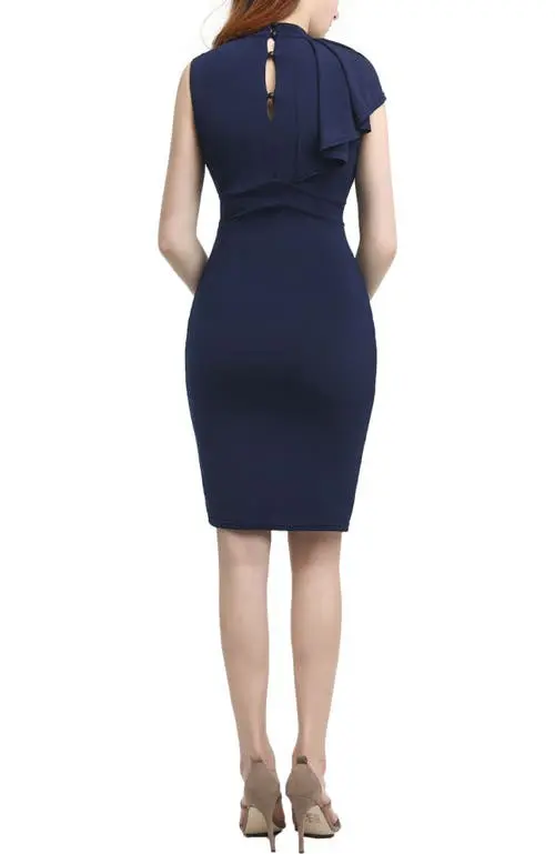 KIMI + KAI Josephine Ruffle Maternity Sheath Dress - Navy