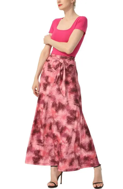 KIMI + KAI Printed Maxi Skirt With Belt - Rose