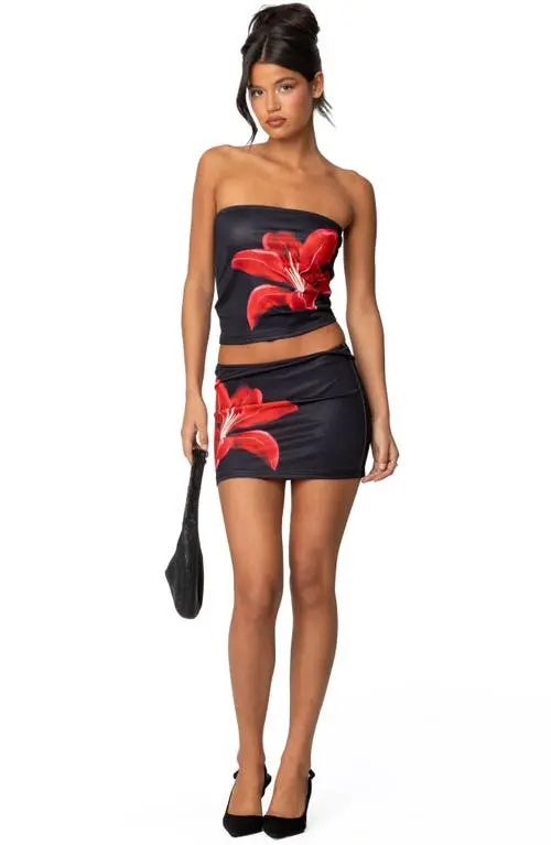 EDIKTED Floral Print Mini Skirt