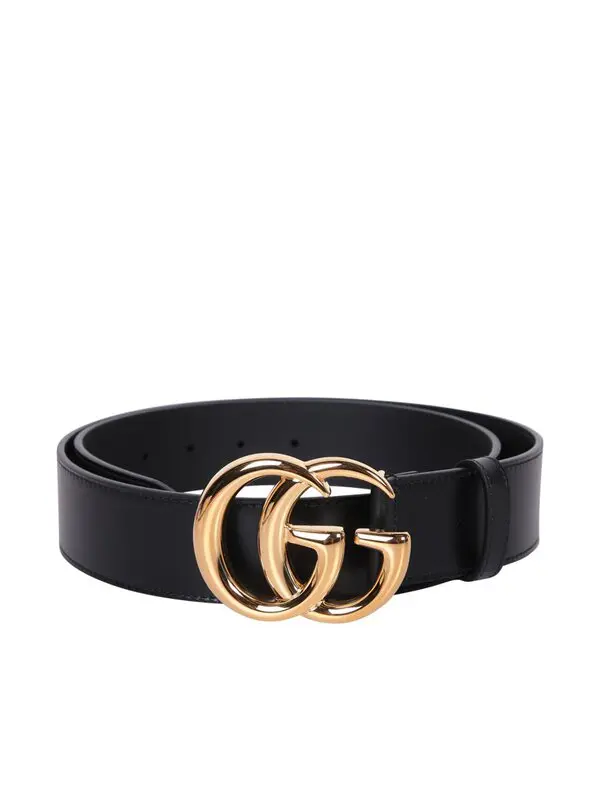Gucci Leather Belt With Gold-tone Buckle - Black