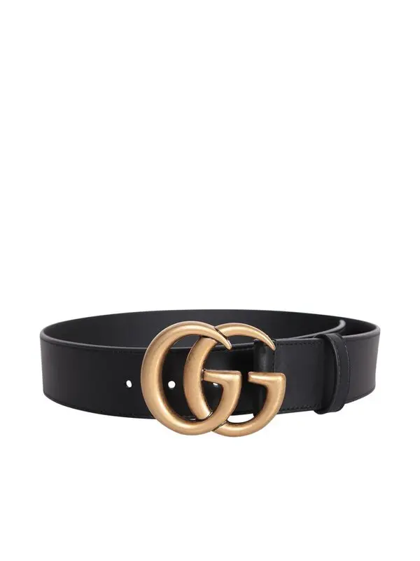 Gucci Leather Belt With Gold-tone Buckle - Black