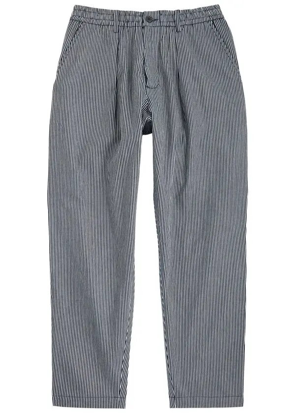 Universal Works Pleated Striped Cotton-twill Trousers