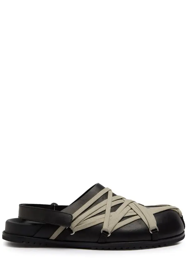Rick Owens Mega Lace Leather Mules - Black
