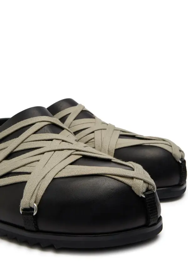 Rick Owens Mega Lace Leather Mules - Black