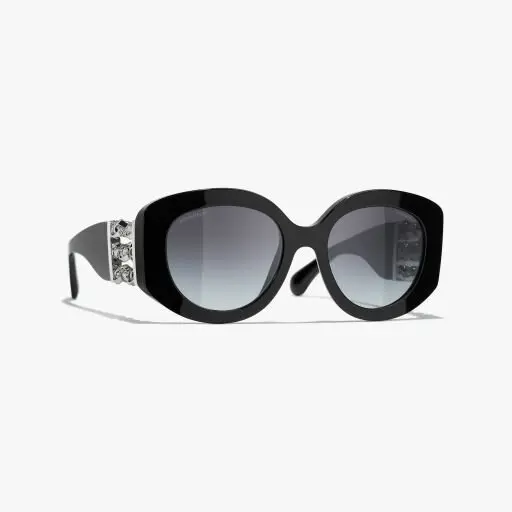 Chanel Oval Sunglasses - Black
