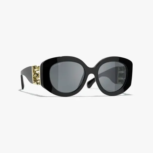 Chanel Oval Sunglasses - Black