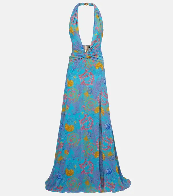 Versace Printed Halterneck Gown