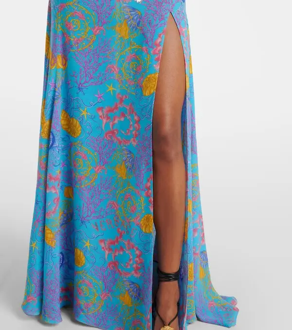 Versace Printed Halterneck Gown