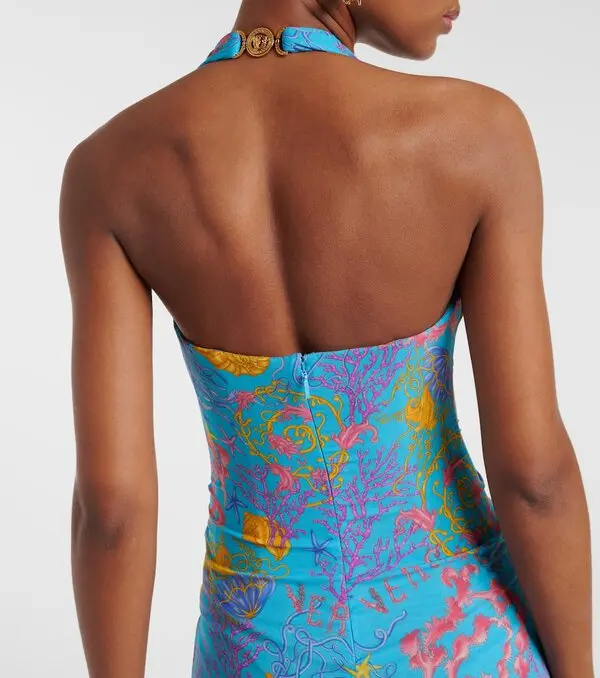 Versace Printed Halterneck Gown