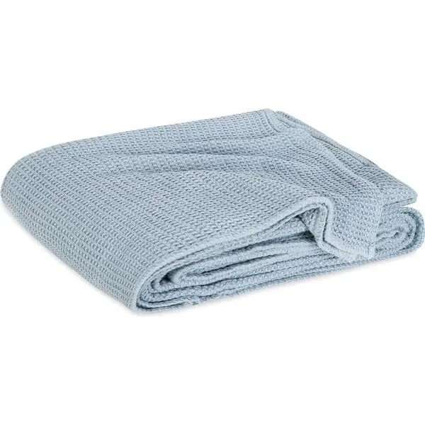 MATOUK Chatham Waffle Cotton Blanket - Hazy Blue
