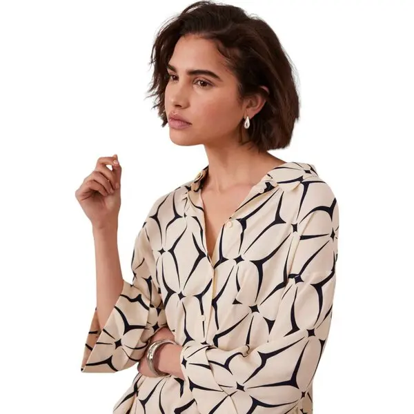 Mint Velvet Geo Print Resort Shirt - Cream