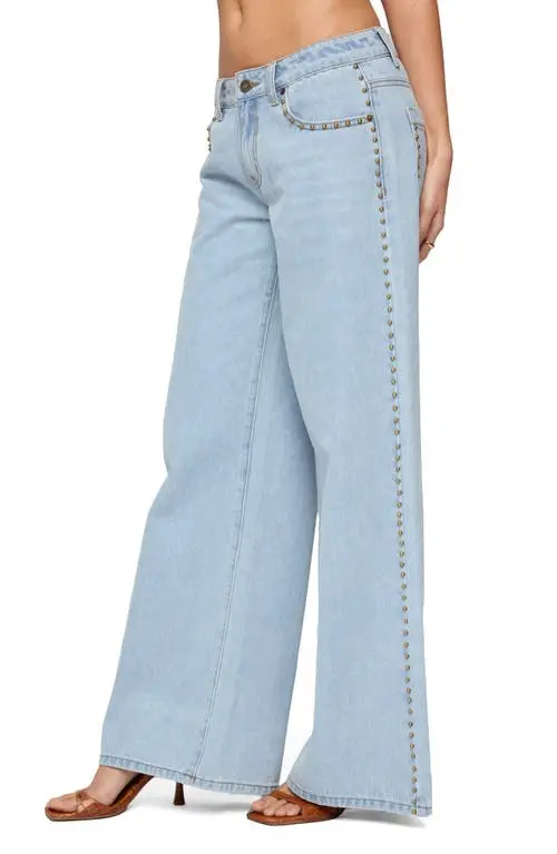 EDIKTED Studded Low Rise Wide Leg Jeans
