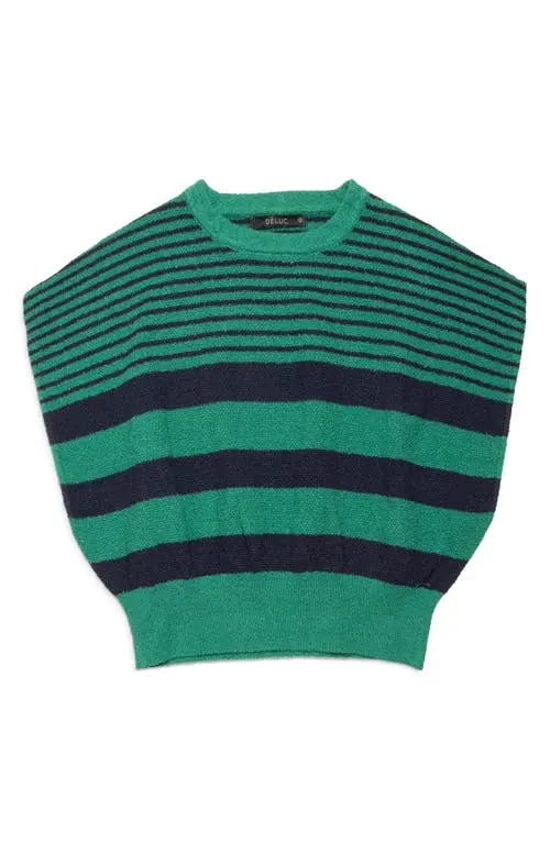 Deluc Crop Sweater Vest - Green Striped Blue