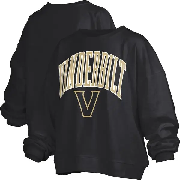 PRESSBOX Vanderbilt Commodores Janise Arch Over Logo Oversized Pullover Sweatshirt