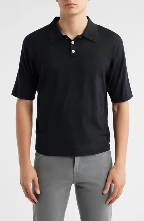 FRAME Cotton Pique Polo - Black