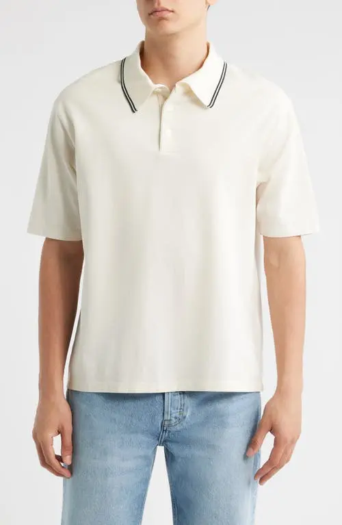 FRAME Cotton Pique Polo - White Sand
