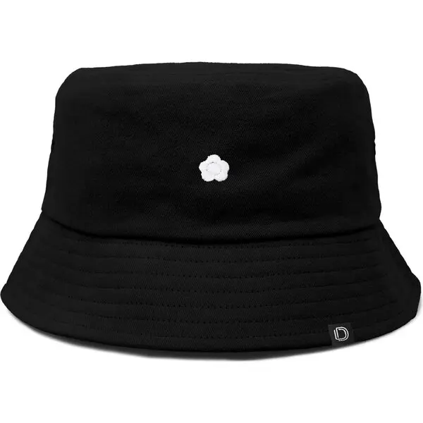 DALIX Lil Flower Cotton Bucket Hat - Black