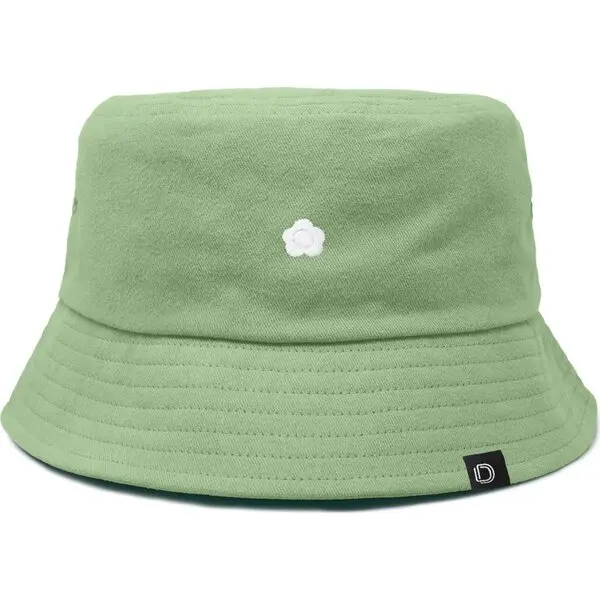 DALIX Flower Cotton Bucket Hat - Turf Green