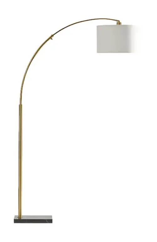 BRIGHTECH Logan 76" Modern Extendable Led Floor Lamp With Fabric Drum Shade - Antique Brass