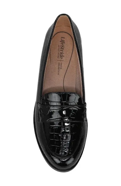 LIFESTRIDE Croc Embossed Loafer - Black