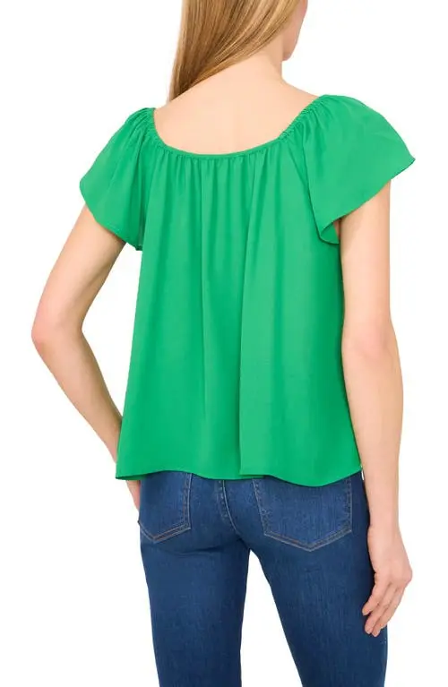 CECE DUPRAZ Scoop Neck Georgette Top - Medium Green