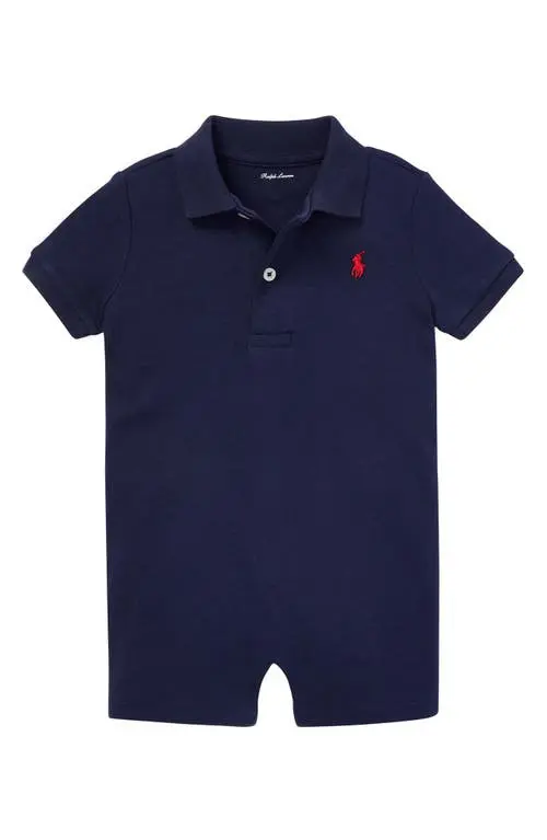 Ralph Lauren Cotton Interlock Polo Romper - French Navy
