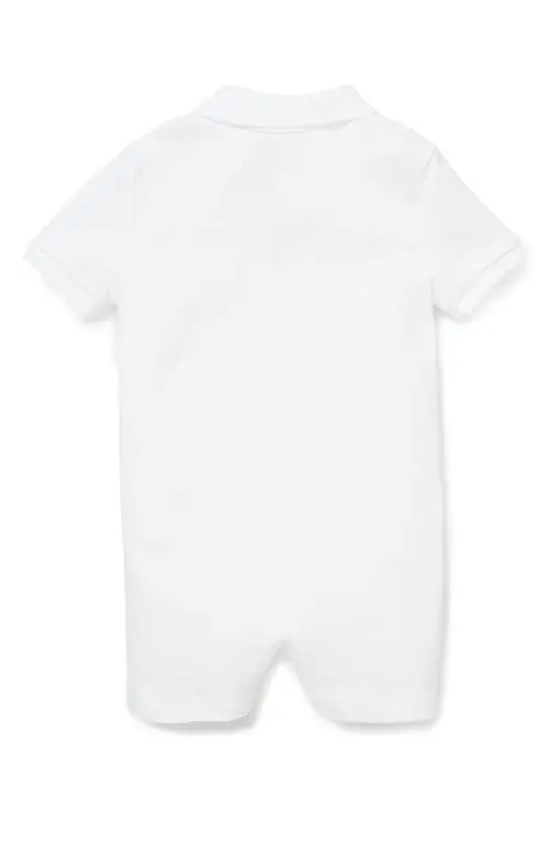 Ralph Lauren Solid Cotton Interlock Polo Romper - White