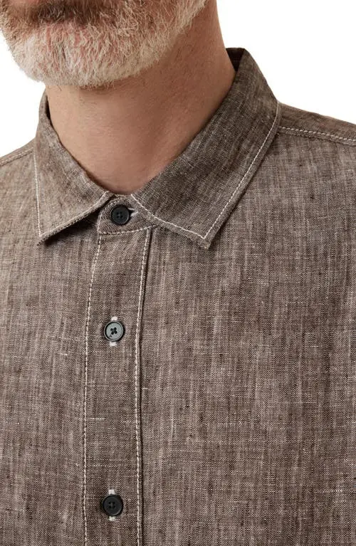 John Varvatos Ben Linen Button-up Shirt - Earth Brown