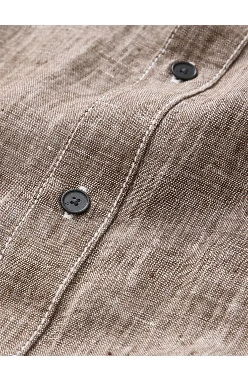 John Varvatos Ben Linen Button-up Shirt - Earth Brown
