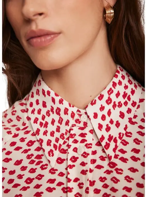 Mint Velvet Lip Print Crop Shirt