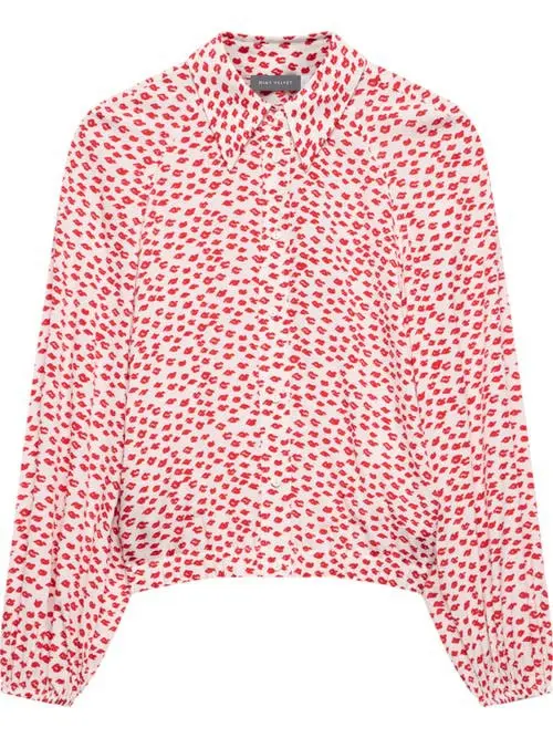 Mint Velvet Lip Print Crop Shirt